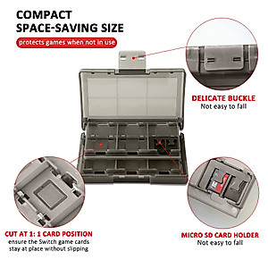 Xahpower Game Card Case Holder for Nintendo Switch, 24-in-1 Game Storage Case Compatible with Nintendo Switch/ Switch Lite/ Switch Oled Catridge Storage Box Black