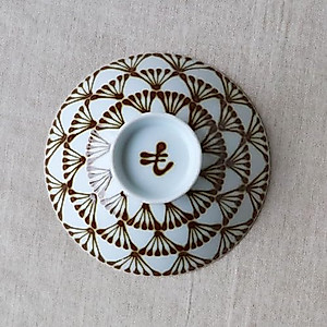 Hakusan Pottery Q-58 Flat Chawan, Tea, Approx. φ5.9 x 2.1 inches (15 x 5.3 cm), Masahiro Mori Design, Hasami Ware Made in Japan