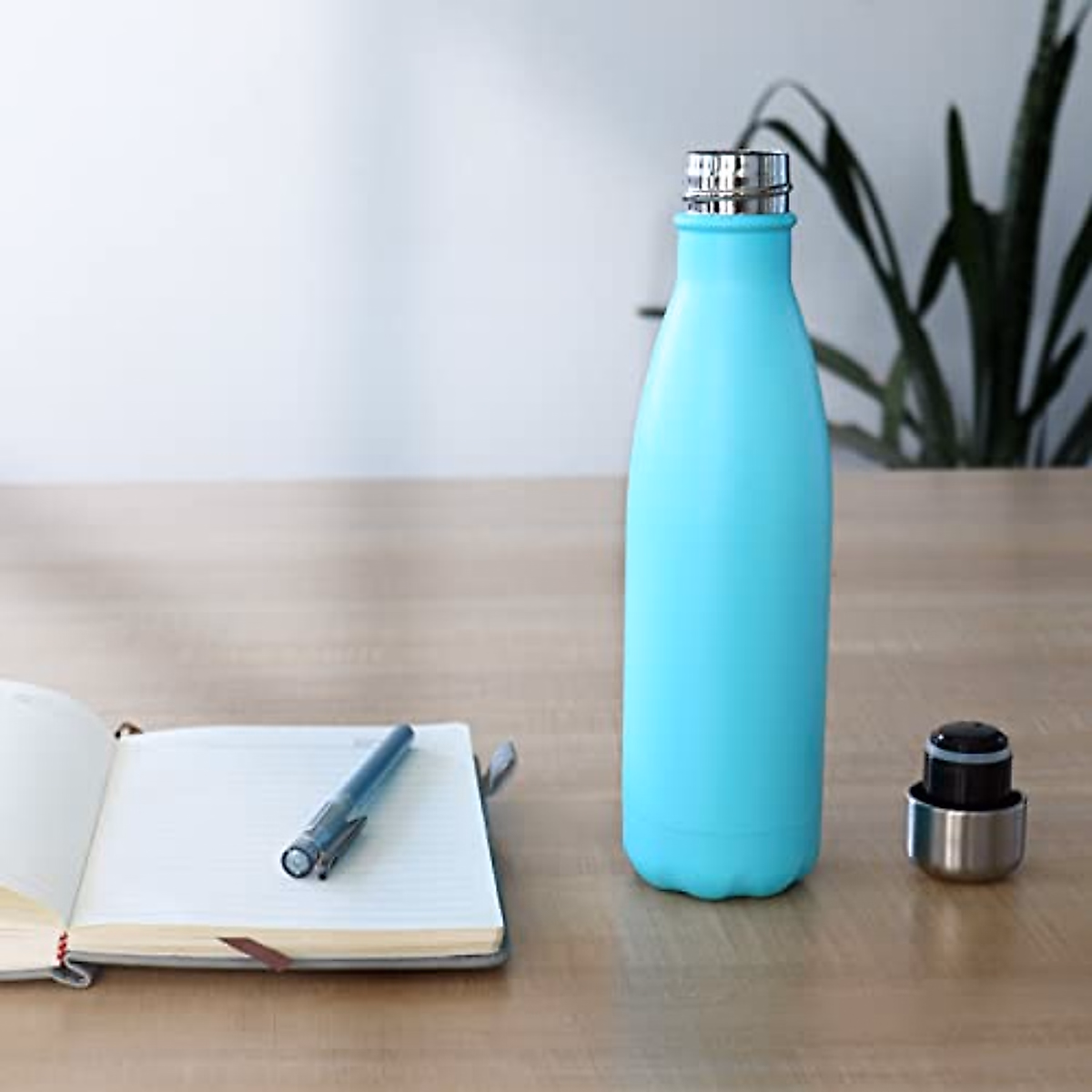 Aurbhosa 17oz Insulated Water Bottle Stainless Steel Water Bottle Double Walled Metal Sports Water Bottle Vacuum Cola Shape Thermos 24 Hours Cold 12 Hours Hot Leak-Proof Sports Flask, Light Blue