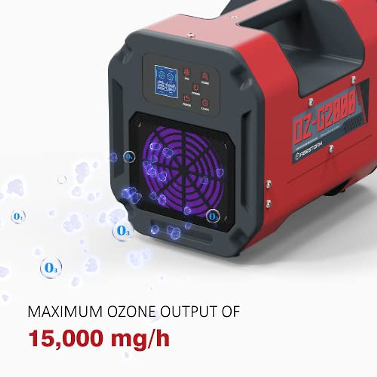 Abestorm Ozone Generator 15000mg/h, Portable Digital Commercial Ozone Machine Odor Removal Industrial Air Purifier for Car, Home, Hotels, Basement, Pets Room