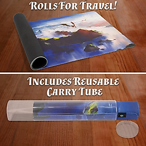CASEMATIX TCG Playmat with Reusable Playmat Case - Premium 24" x 13.5" Card Game Mat & Compatible MTG Playmat For All TCGs with Non-Slip Rubber Backing, Stitched Edges and Carry Tube