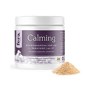 Fera Pet Organics Calming Supplement for Dogs & Cats - Vet Created - GABA & Ashwagandha Supplements Help Cat & Dog Stress or Hyperactivity -60 Scoops