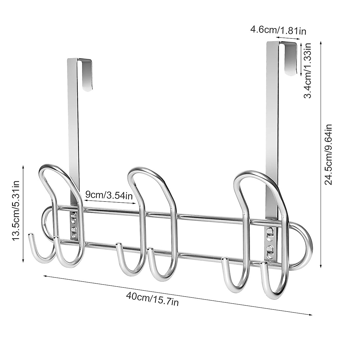 horkmous Over The Door Hooks, Behind Door Coat Hangers for Hanging Heavy Robes, Towels, Clothing, etc. Aesthetic Design Over Door Coat Rack, Coat Hooks, Towel Hangers for Bathroom, Silver