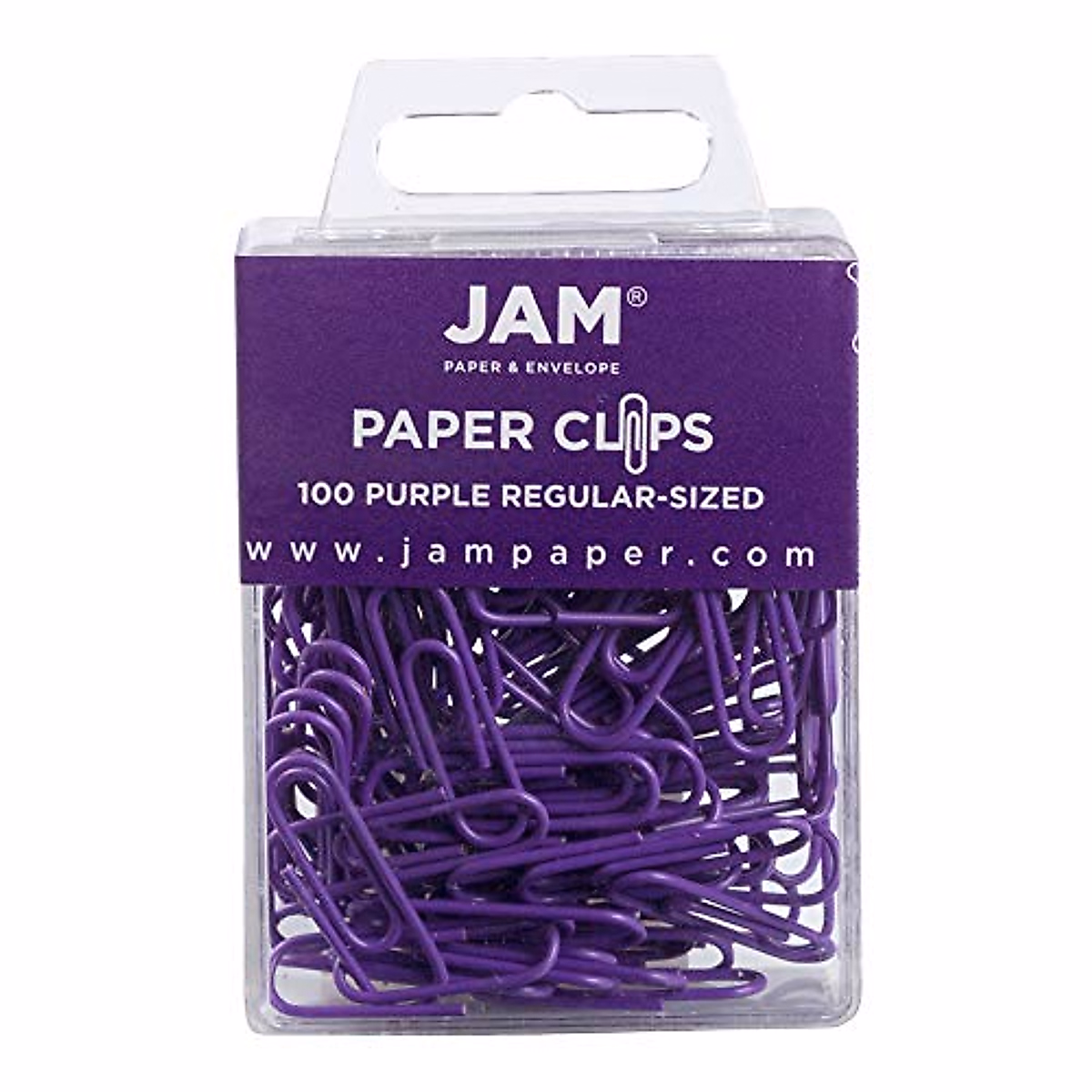 JAM PAPER Colorful Standard Paper Clips - Regular 1 Inch - Purple Paperclips - 100/Pack