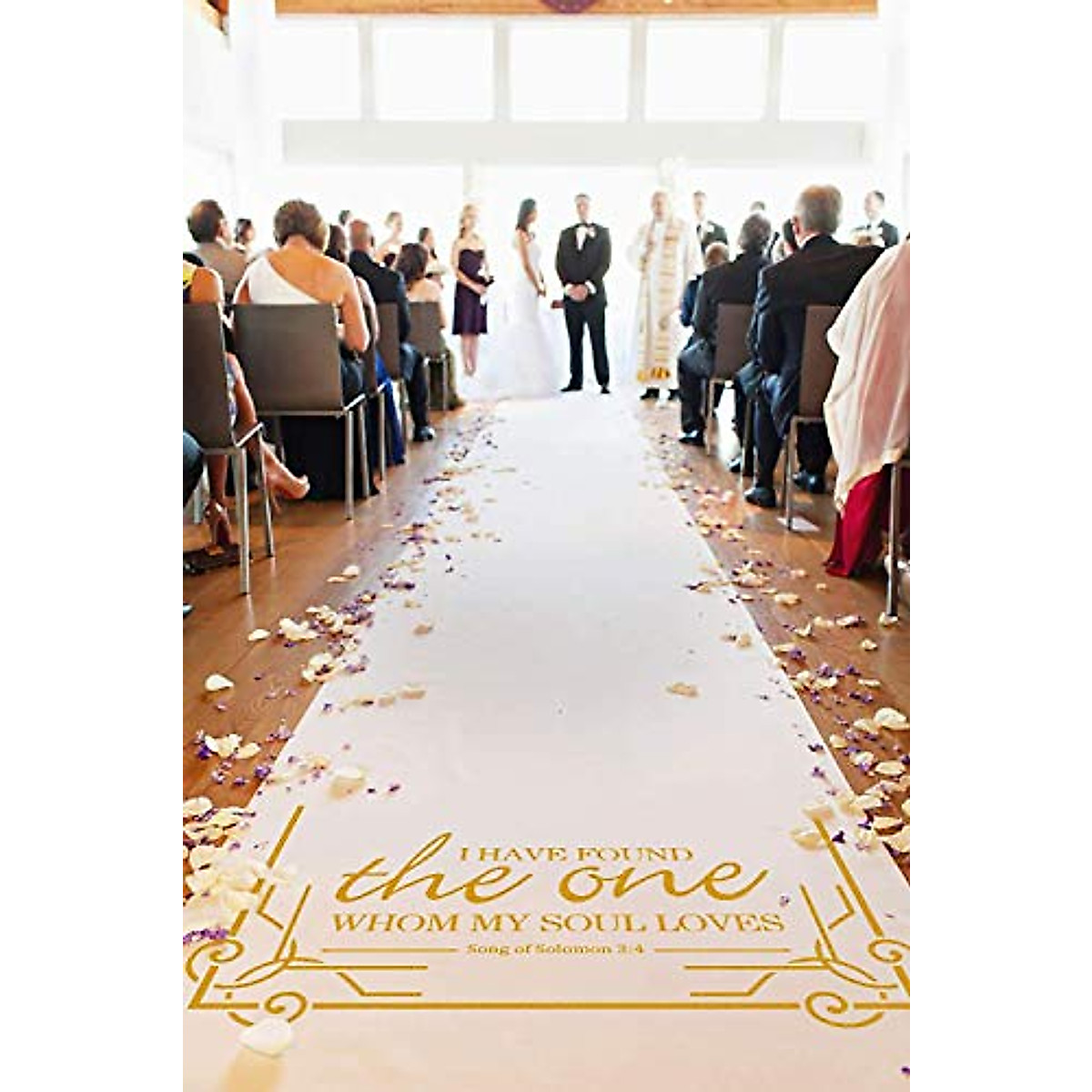 Venker Wedding Decorations Aisle Runner for Outdoor and Indoor, Gold Printing,100ft X3ft,Polyester Paper Convenient for Single Use