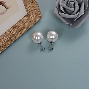 Big Pearl Earrings for Women Oversized Classic Faux Round Studs White Simulated Large Pearl Earrings for Women -14mm