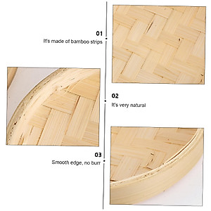 JEWEDECO Desk Topper 3pcs Bamboo Dustpan Wicker Bamboo Sieve Tablescape Decor