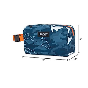 PackIt Freezable Snack Box, Camo Shark, Built with EcoFreeze Technology, Collapsible, Reusable, Zip Closure with Buckle Handle, Great for Fresh Snacks on the go