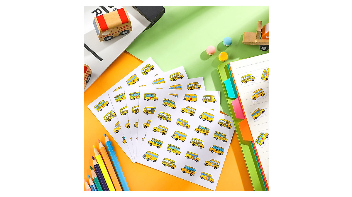 480 Cute Yellow School Bus Stickers for Kids & Teachers