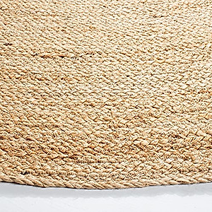 SAFAVIEH Natural Fiber Round Collection 9' Round Natural NFB310A Handmade Boho Braided Jute Area Rug