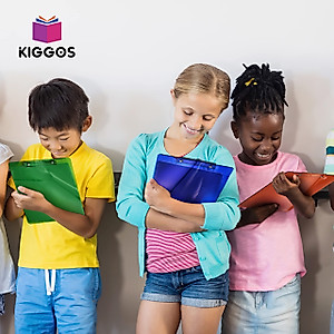 Kiggos 6 Pack Plastic Clipboards Colored Transparent Clear Clip Boards Low Profile Metal Clip Board 12.5 x 9 Inch Letter Size Bulk Class Set Acrylic Clip Boards with Hanging Hook - Holds 100 Sheets