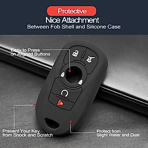 INFIPAR 2pcs Compatible with Buick Enclave Encore GX Envision Lacrosse Regal Sportback TourX Chevrolet Chevy Traverse GMC Terrain Black Key Fob Cover Case Key Chain Protector Remote Shell