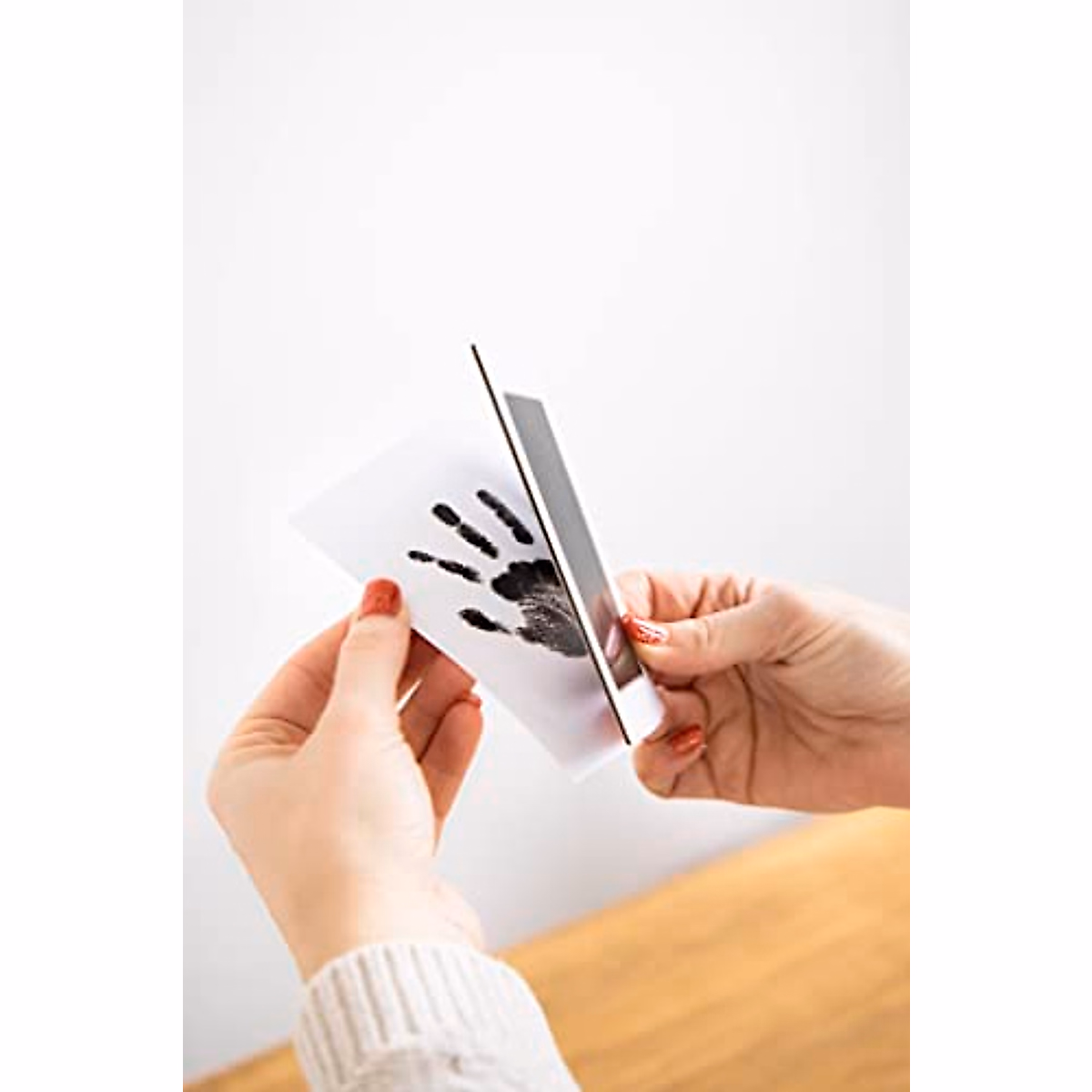 Pearhead Babyprints Wall Mount Frame, Handprint and Footprint Making Kit with Clean-Touch Ink Pad, Gender-Neutral Baby Keepsake Picture Frame, White