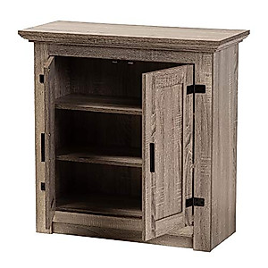 Baxton Studio Bruce Shoe Cabinets, Oak Brown