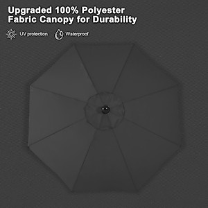 ABCCANOPY 10FT Patio Umbrella - Outdoor Waterproof Table Umbrella with Push Button Tilt and Crank, 8 Ribs UV Protection Pool Umbrella for Garden, Lawn, Deck & Backyard (Dark Gray)