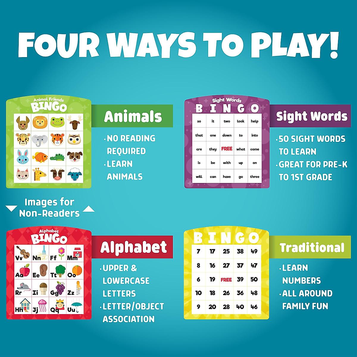 Chuckle & Roar - Family Bingo - Game Night Staple - Counting and Matching Skills for Kids - Classic Game Perfect for preschoolers