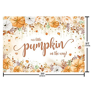Aprophic Pumpkin Baby Shower Backdrop Fall Baby Shower Decorations Banner Our Little Pumpkin is On The Way Thanksgiving Baby Shower Background Photo Booth Studio 7x5ft