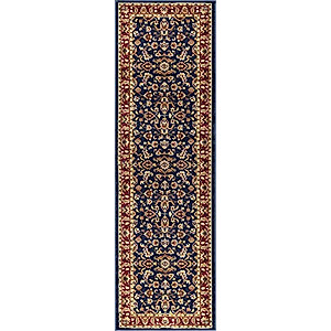 Sariya Transitional Oriental Navy Runner Rug, 2' x 7'