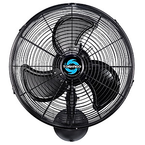 Tornado 16 Inch Pro Series Waterproof Outdoor Oscillating Wall Mount Fan - High Velocity Heavy Duty Metal Wall Mount Fan for Industrial, Commercial, Residential, and Greenhouse Use - UL Safety Listed