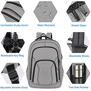 Travel Large Laptop Backpack, TSA Friendly 17 Inch Laptop Backpack for Men Women Water Resistant Business Carry On Backpack with USB Charger Port and Luggage Sleeve Work Anti Theft Rucksack, Grey