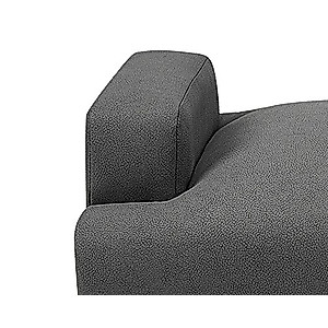 Iconic Home Carmel Bench Pebble Grain PU Leather Ottoman with Metal Frame, Grey