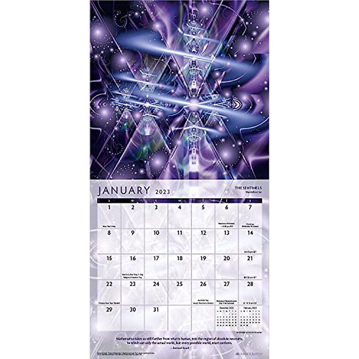 Fractal Cosmos 2023 Wall Calendar: The Mathematical Art of Alice Kelley | 12" x 24" Open | Amber Lotus Publishing