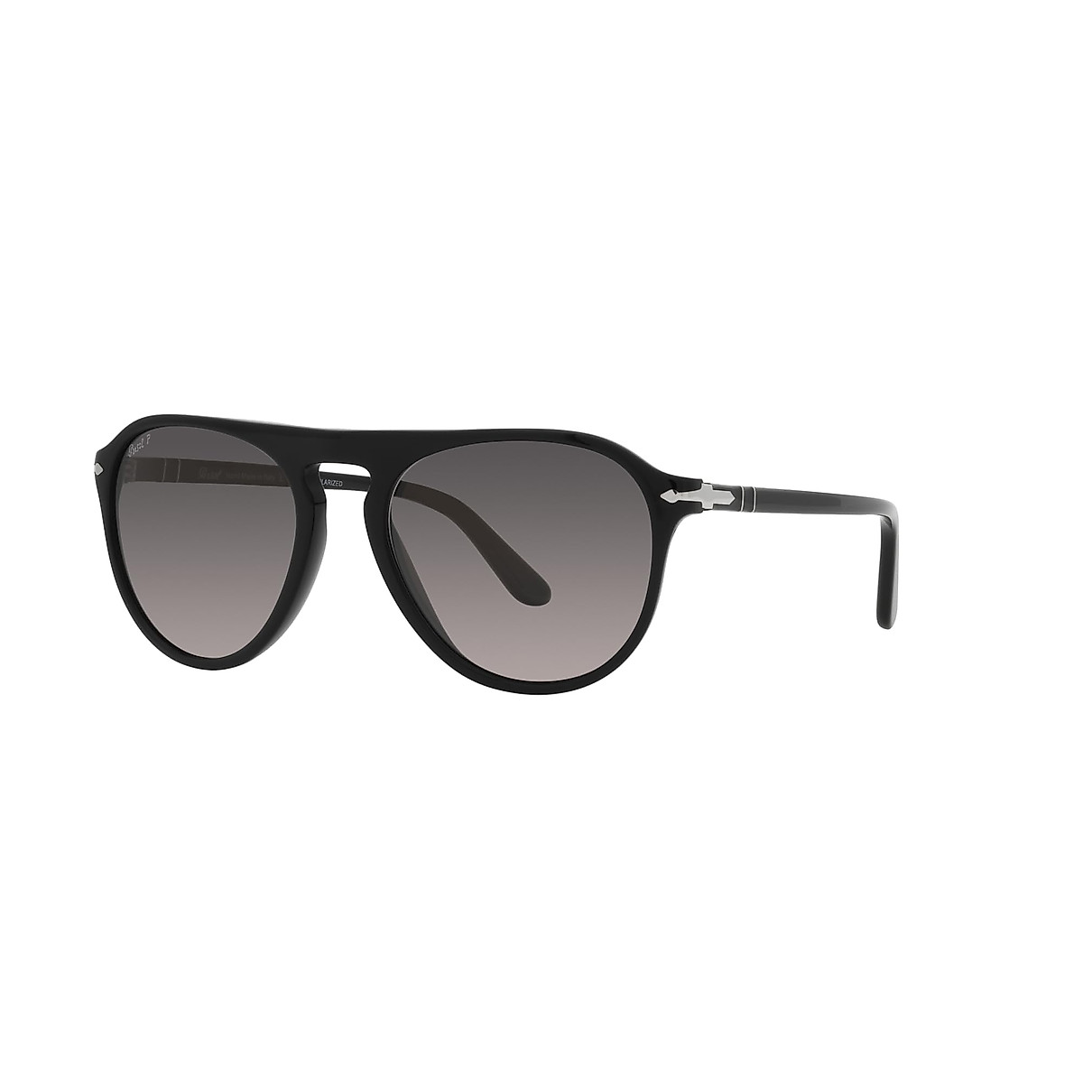 Persol Men's PO3302S Aviator Sunglasses, Black/Grey Gradient Polarized, 55 mm