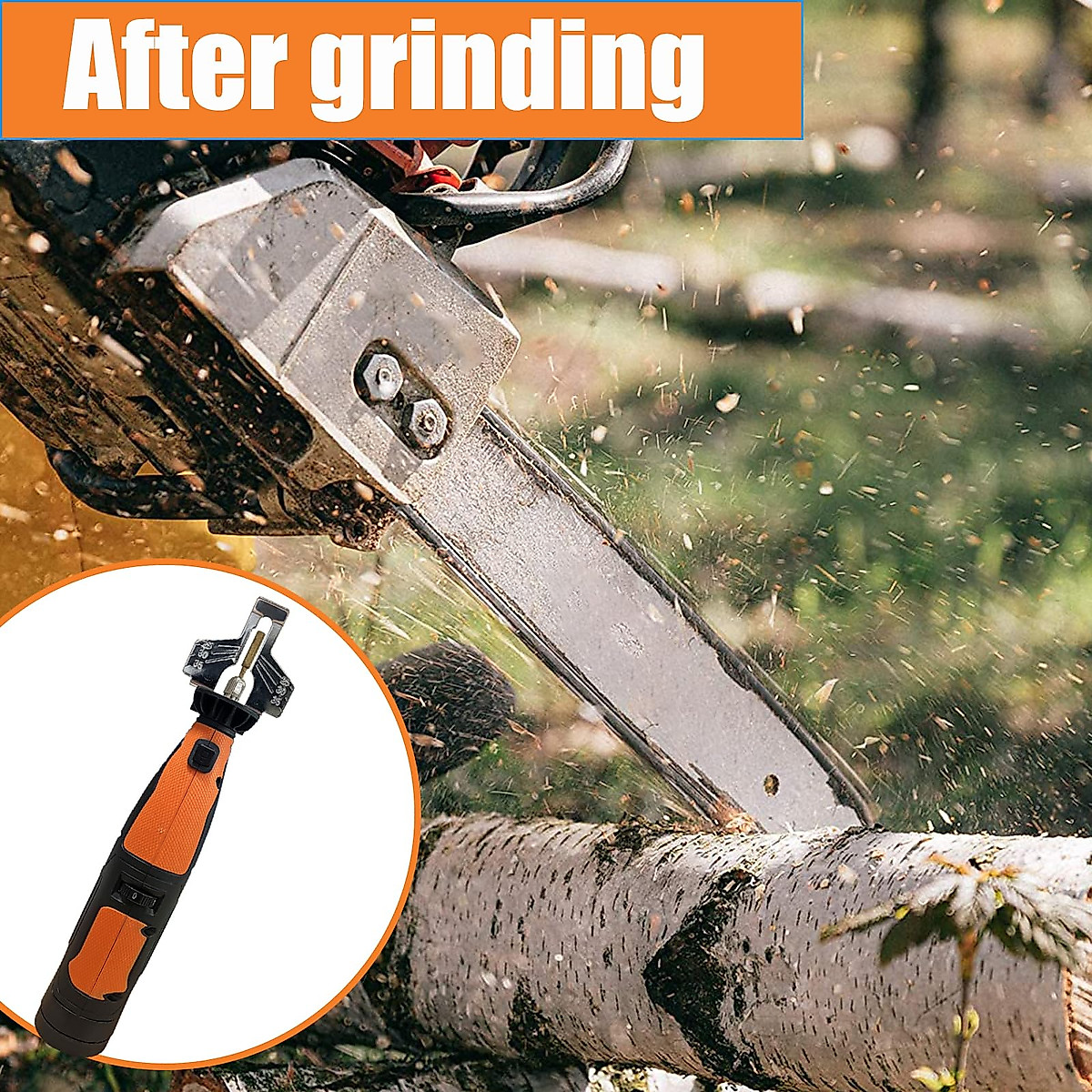 EYSENC Wireless Chainsaw Sharpener, Electric Handheld Chainsaw Sharpening Kit High-Speed Chainsaw Chain Sharpener Electric Tool and 3 Sizes High Hardness Diamond Chainsaw Sharpener Orange