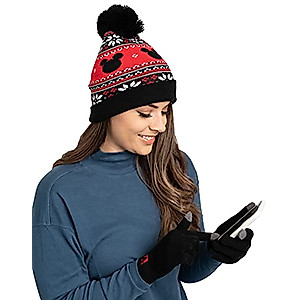 Disney Mickey Mouse Adult Knit Beanie Hat and Texting Glove Set (Black)