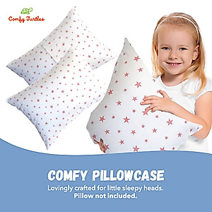 13x18 Toddler Pillowcase Cotton - Toddler Pillowcase Star, White Travel Pillow Case Cover, Toddler Breathable Pillow Case Star - Pink Stars on White