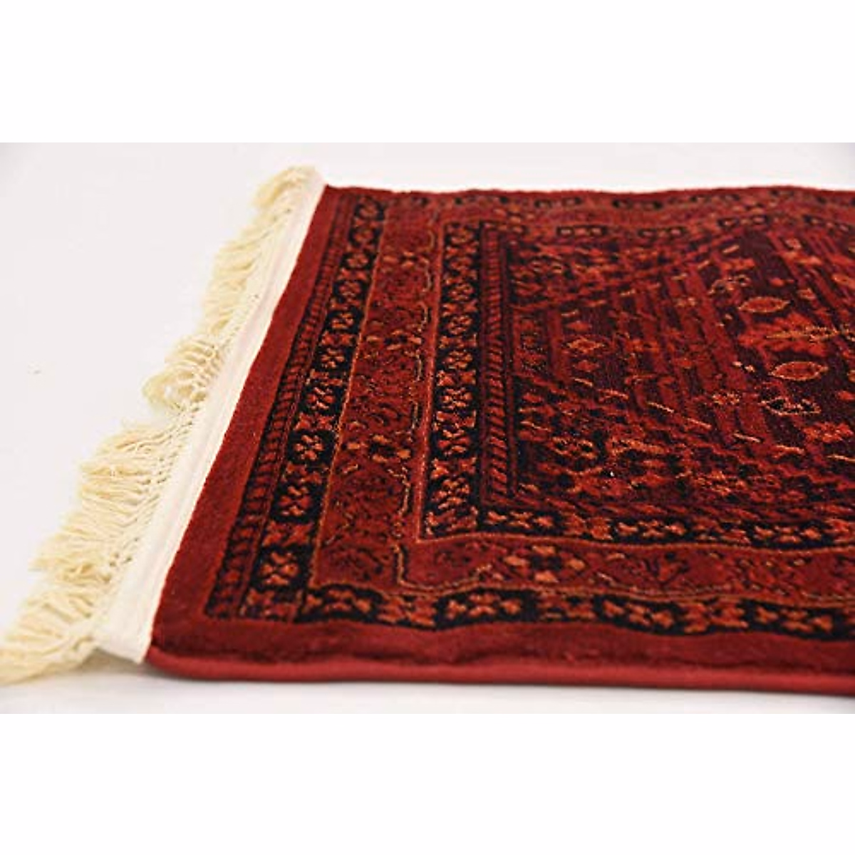 Unique Loom Tekke Collection Over-Dyed Saturated Traditional Torkaman Area Rug, 2 ft 7 in x 10 ft, Red/Black