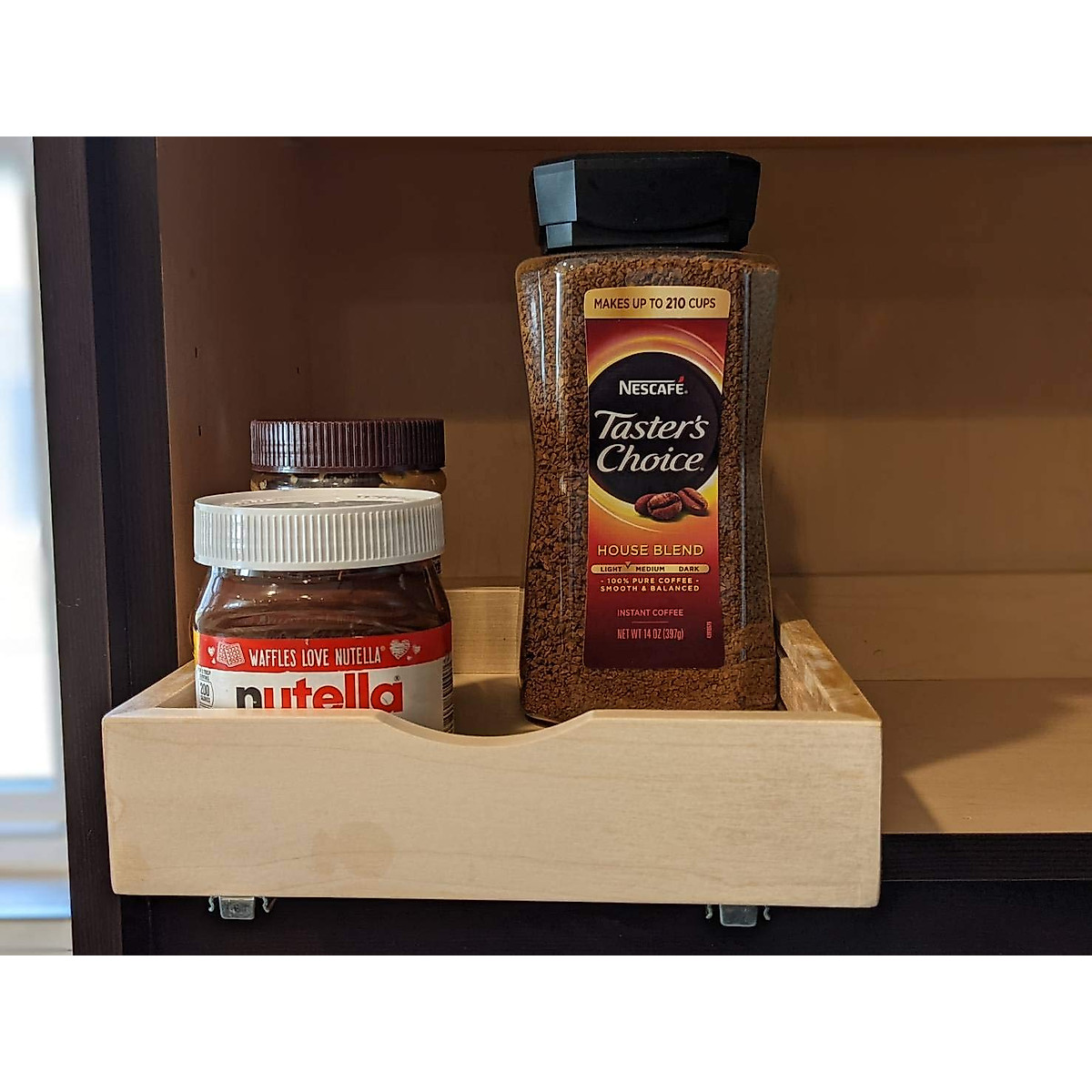 CabinetRTA Wood Pull Out Spice Rack Organizer for Cabinet – 9"(W) x 10"(D) x 3"(H) for Upper Kitchen Cabinets and Pantry Closet, for Spices, Sauces, Canned Food etc…