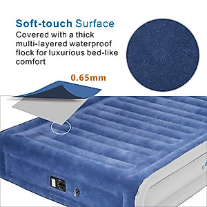 Jaroky Air Mattress, Air Mattress Queen with Built in Pump, Inflatable Blow Up Mattress in 3 Mins Inflation/Deflation, 660lb Max, 80 × 60 × 18 inch Queen Size Air Bed Suit for Home, Camping, Travel.