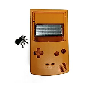 Cowhilan Replacement IPS Full Housing Shell Case + Screwdrivers Compatible with Gameboy Color GBC IPS Highlight Screen Console, Orange