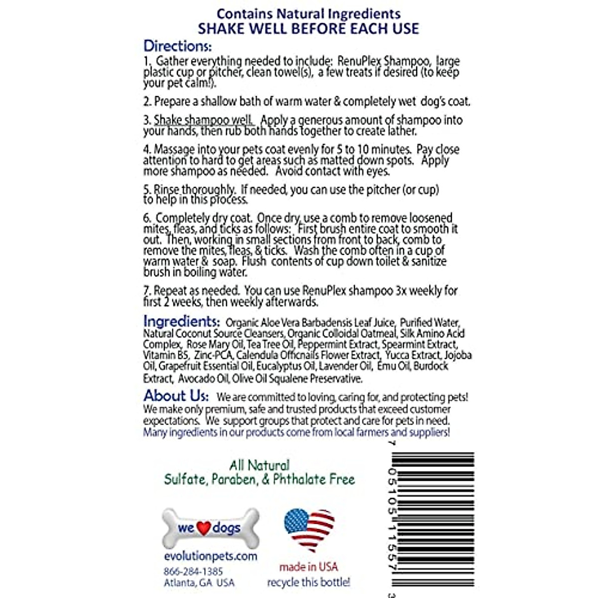 RenuPlex Medicated Dog Mange Shampoo. Extra Strength Mange Shampoo for Dogs Eliminates Mange, Scabies & Severe Skin Problems. All Natural Dog Shampoo. Unconditional Guarantee. Made in USA…