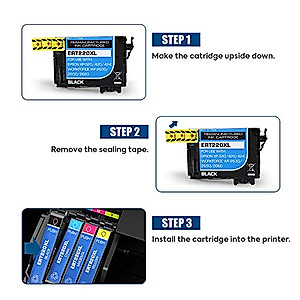 ALLWORK Remanufactured Ink Cartridge Replacement for Epson 220 220XL T220XL Use with Workforce WF-2760 WF-2750 WF-2630 WF-2650 WF-2660 XP-320 XP-424 XP-420 5 Packs (2KCMY)
