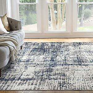 Samuel Navy Modern Large 8x10 Area Rug 8x10 - Area Rugs for Living Room - Dining Room Rug - Bedroom Rug - Kitchen Rug - Entryway Rug Carpet - Alfombras para Salas Grandes Modernas - Contemporary