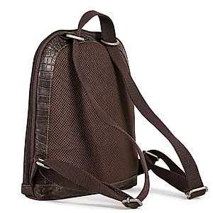 Jack Georges Hornback Croco Small Convertible Backpack/Crossbody #HB133 (Brown)