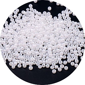 NHBT YU White Beads 1.5mm 2mm 3mm 4mm 10g White Charm Czech Glass Seed Beads for DIY Bracelet Necklace Jewelry Making DIY Accessories T87 (Color : Cream White, Size : 1.5mm 1600Pcs)