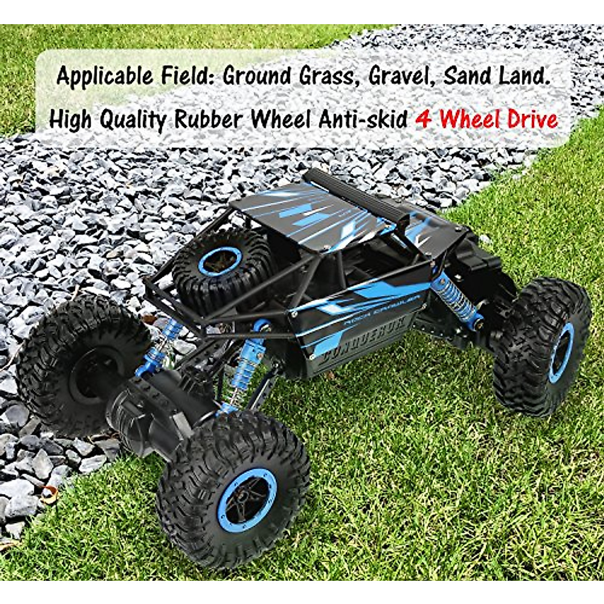 Click N' Play Remote Control Car 4WD Off Road Rock Crawler Vehicle 2.4 GHz, Blue