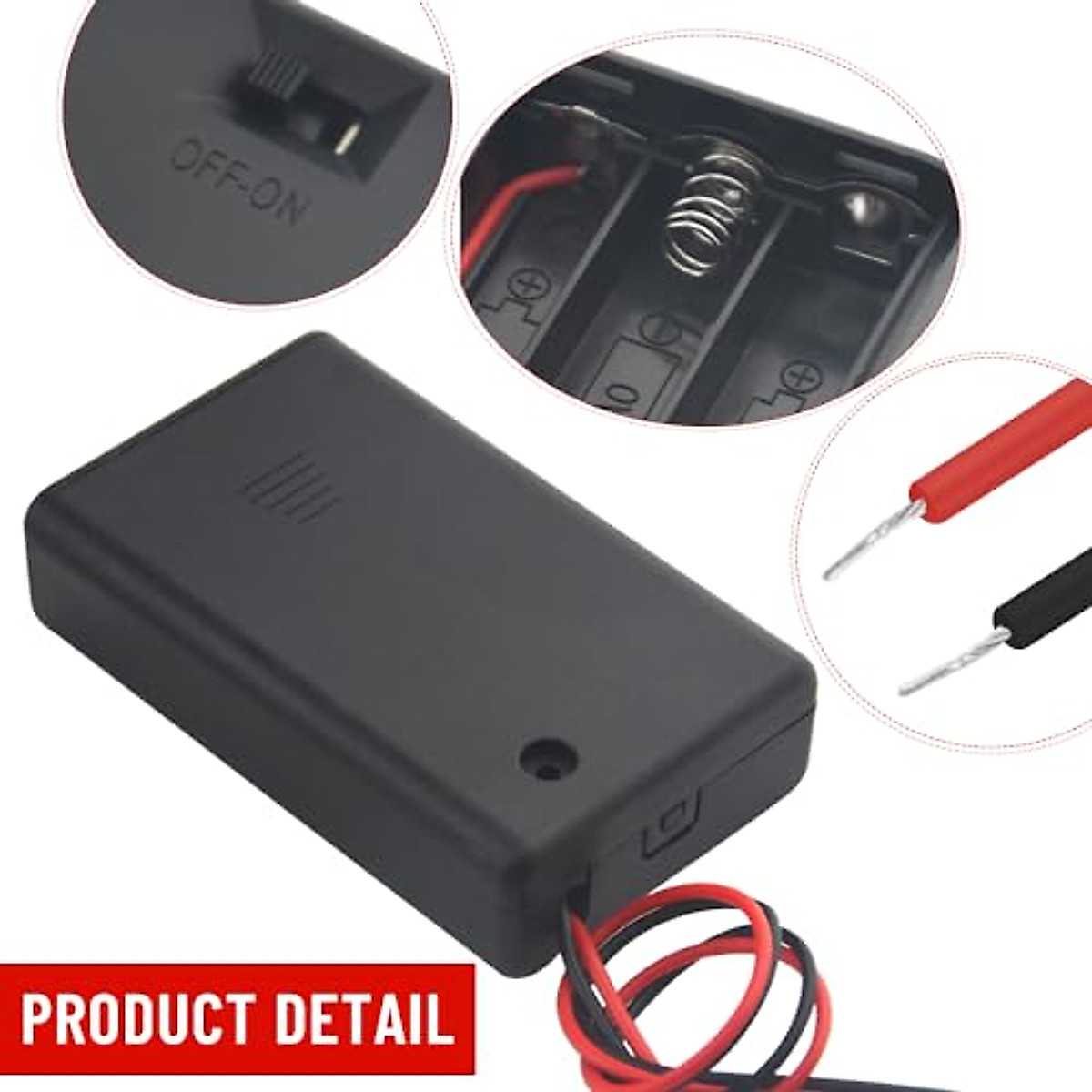 WMYCONGCONG 10 PCS 3 AAA 4.5V Battery Holder with Switch 3X 1.5V AAA Battery Holder with Leads