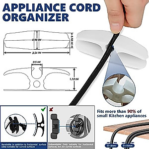 12pcs Cord Organizer for Appliance Kitchen Appliance Cord Organizer Stick On Cord Holder Wrapper for Appliance, Usefull Kitchen Gadgets, Kitchen Appliance Accessories for Mixer Coffee Maker Air Fryer
