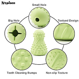 Nopisen Chew Toys -Cone Shape Dog Toys for Aggressive Chewers，Durable Natural Rubber， Multifunctional Teeth Cleaning and Gum Massage(Green)