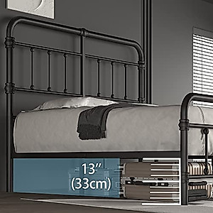 Doletaitan California-King-Bed-Frame-Metal-Platform Bed Frame with 49" High-Headboard - Solid Quite Easy Set Up Mattress Foundation No Box Spring Needed