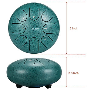 Steel Tongue Drum for Beginner, LEKATO 6 Inch 8 Notes Steel Hanpan Drum Percussion Christmas Birthday Gift, C Key,with Song Book, Drum Mallets