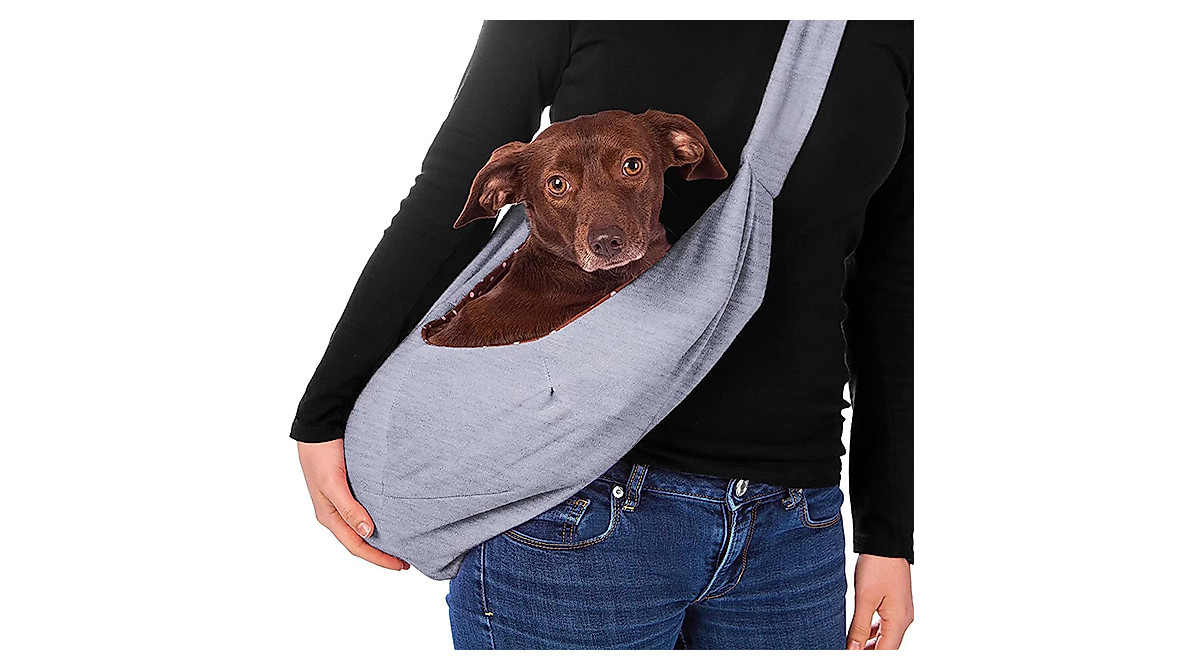 Hands-Free Small Dog & Cat Sling Carrier - Grey