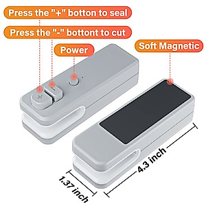 Uluck Mini Bag Sealer,Rechargeable Handheld Plastic Bag Resealer, 3 in 1 Heat Sealer and Cutter,Comes with USB C Cable Power Cable for Chip Bags, Plastic Bags, Snack Bags(No battery required) (Grey)