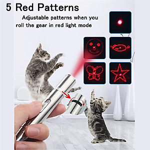 CHUQIANTONG Cat Laser Pointer Dog Toy 7 Adjustable Patterns Laser USB Rechargeable Flashlight LED Pen Interactive Cat Toy Teaching Presentation Pen