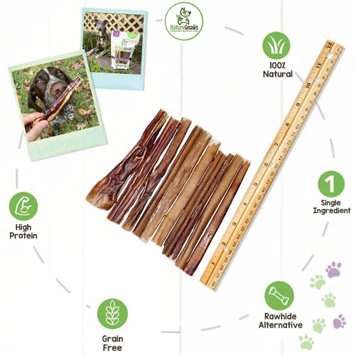 Nature Gnaws Mixed Bully Sticks for Small Dogs - Premium Natural Tasty Beef Bones - Simple Long Lasting Dog Chew Treats - Rawhide Free - 6 Inch