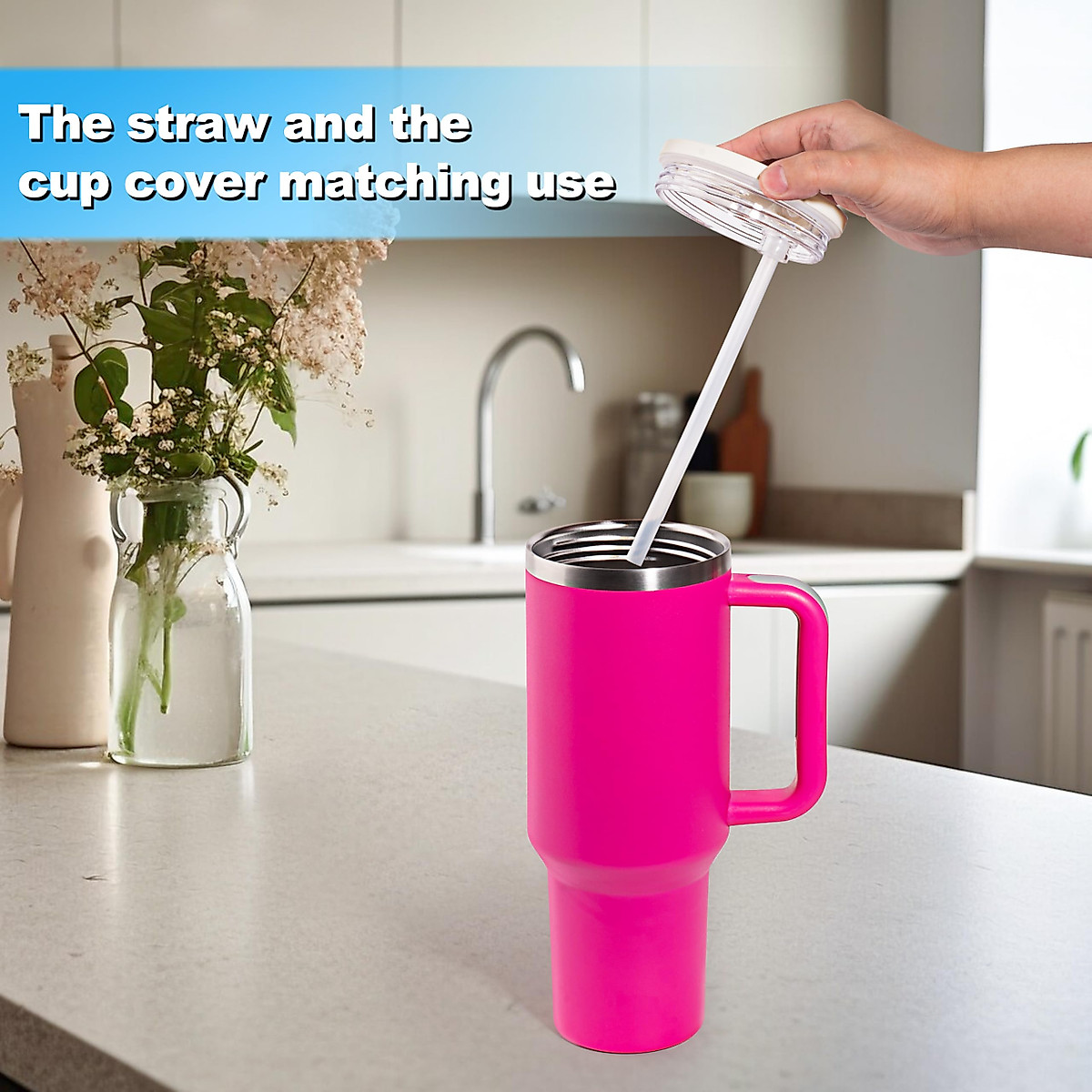 2 Pack 30 Oz Replaceble Tumbler Flip Straw Lid fit for Stanley Quencher H2.0 FlowState Tumber, Leak Proof Lid Replacement for Stanley Cup, Spill Proof Splash Reusable Dustproof Tumbler Cover